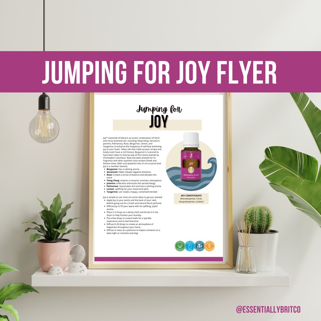 Young Living Joy Essential Oil Flyer: Printable Vendor Event Handout ...