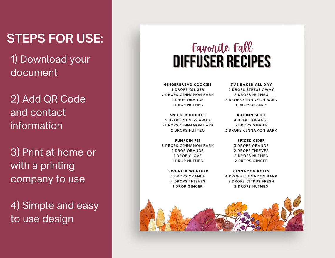 Fall Favorite Diffuser Recipes Flyer Bundle With Young Living Essential ...