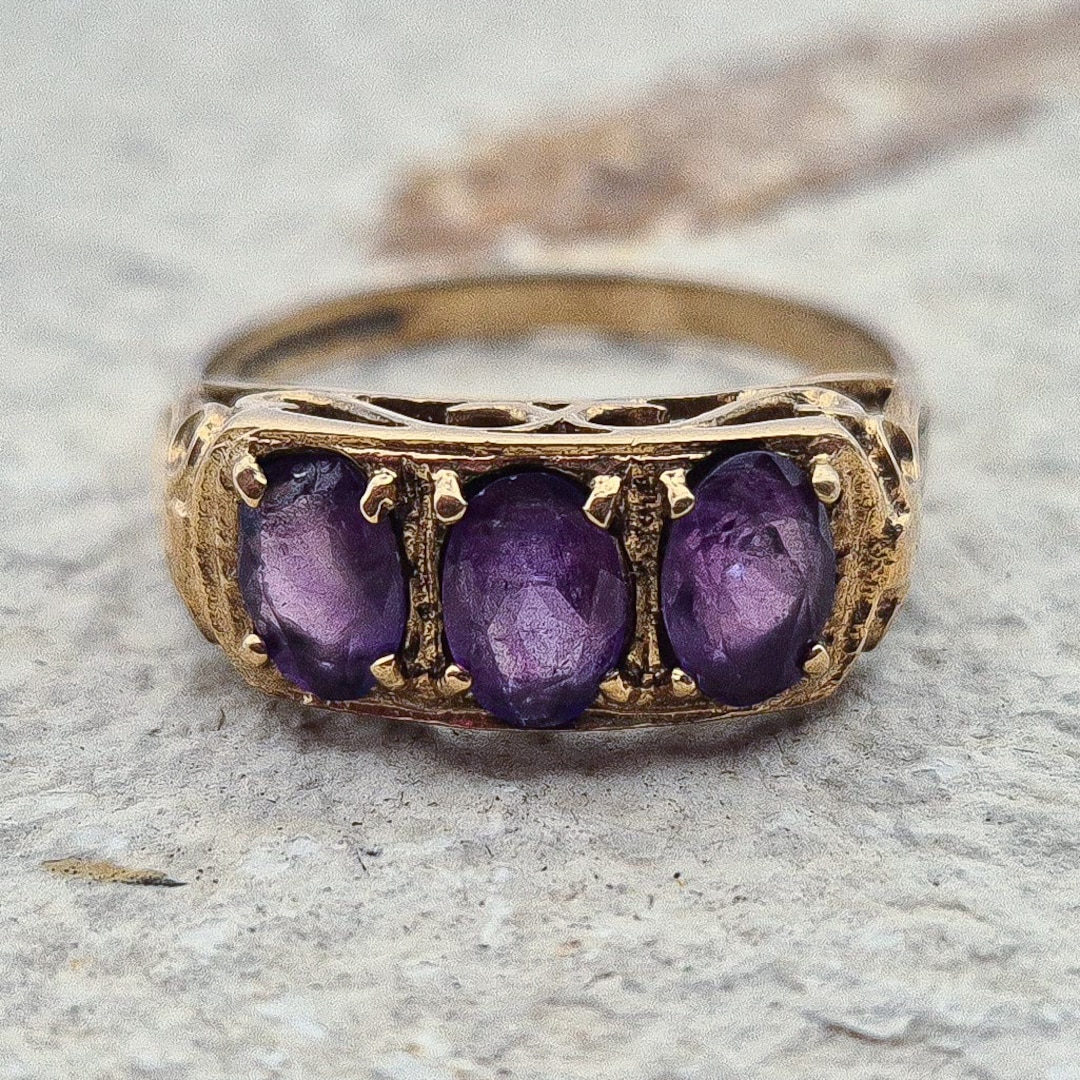Vintage Amethyst Ring | UK Size O | US Size 7.25 | 9 Carat Gold - Etsy