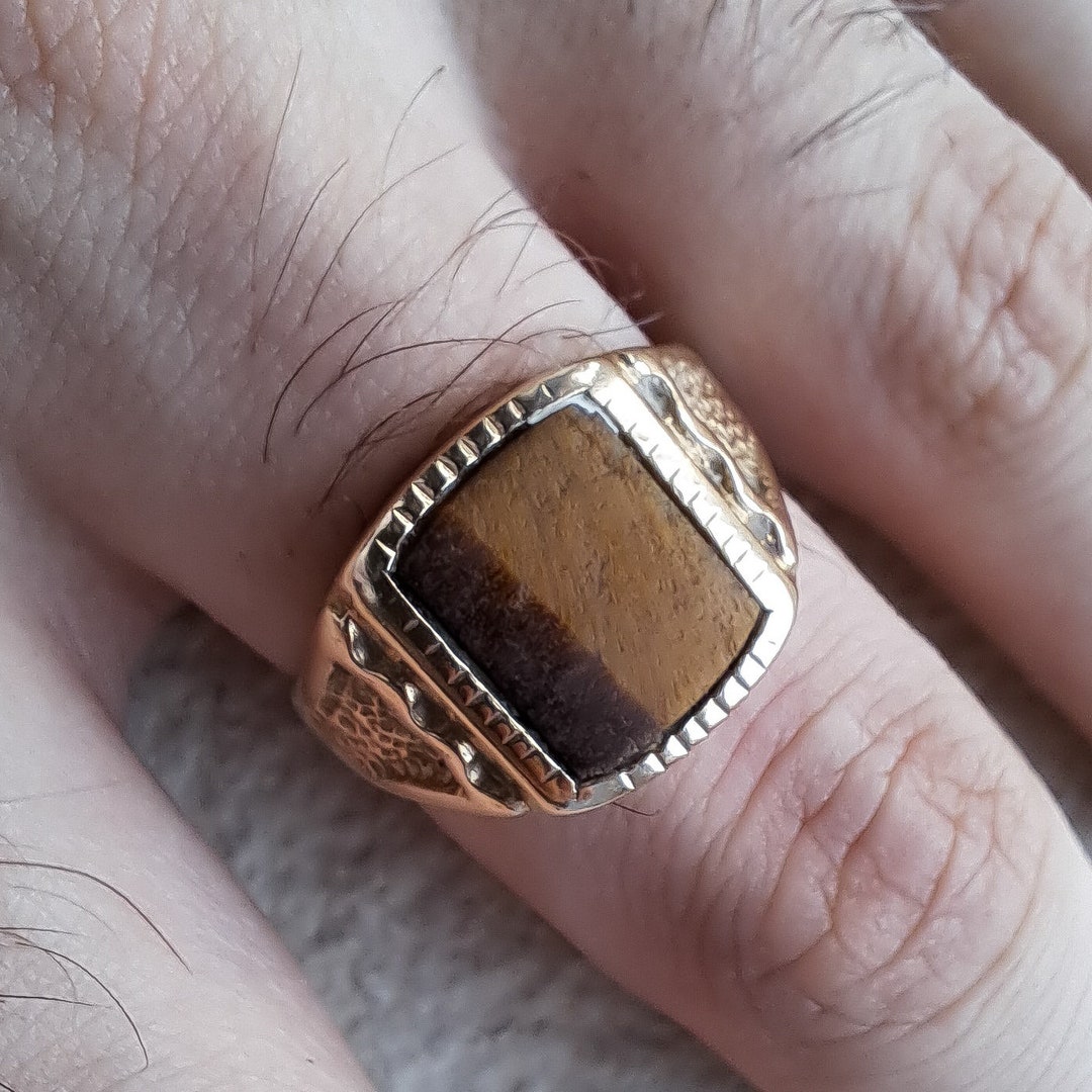 Vintage Tigers Eye Ring | Size Q 1/2 | 9 Carat Gold | - Etsy