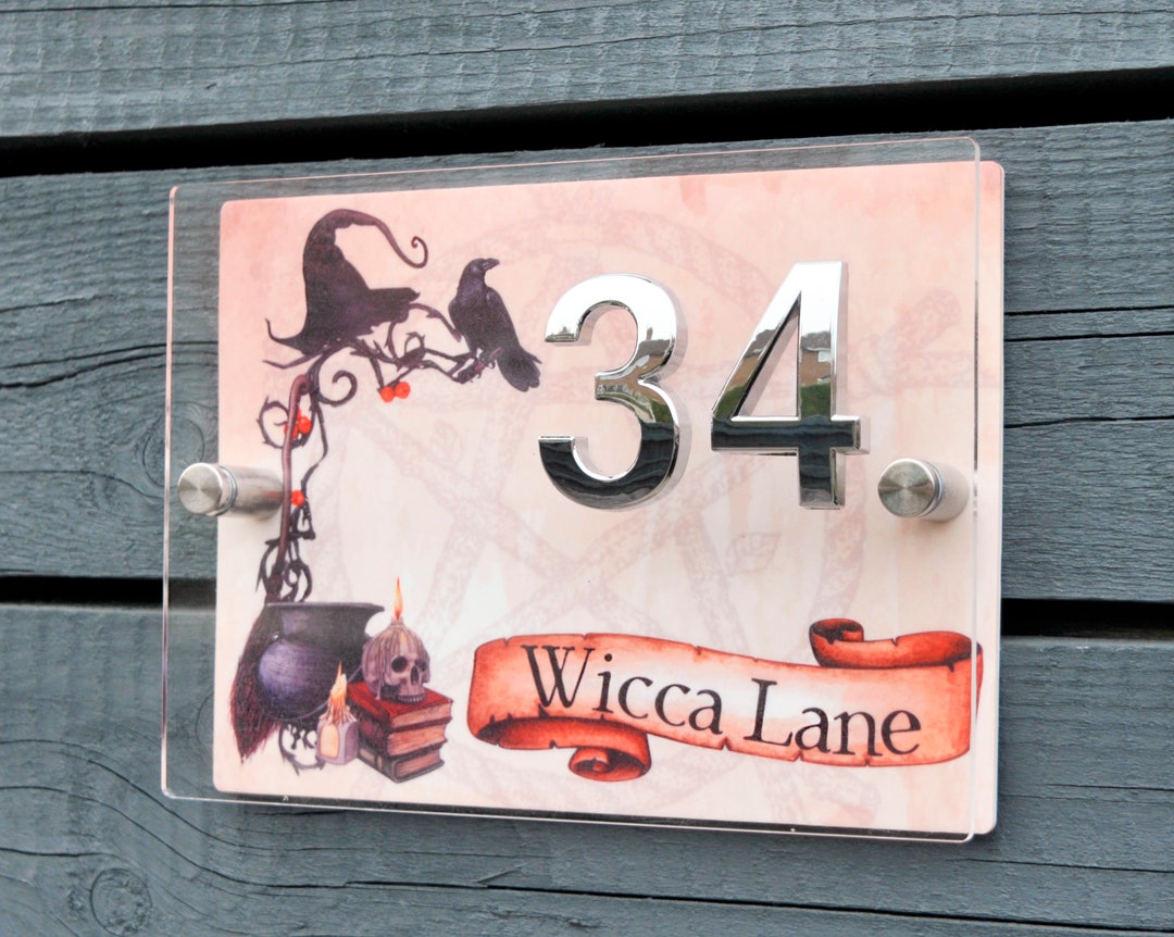 House Number Sign Water Colour Witch Design/modern - Etsy