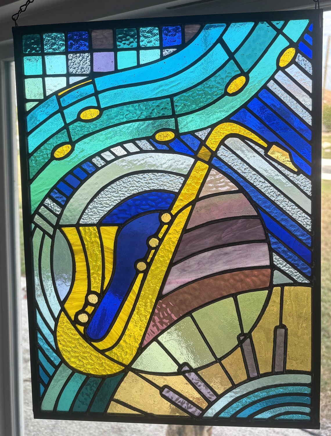 Stained Glass Saxophone and Piano Piece " Listen to the Music" - Etsy