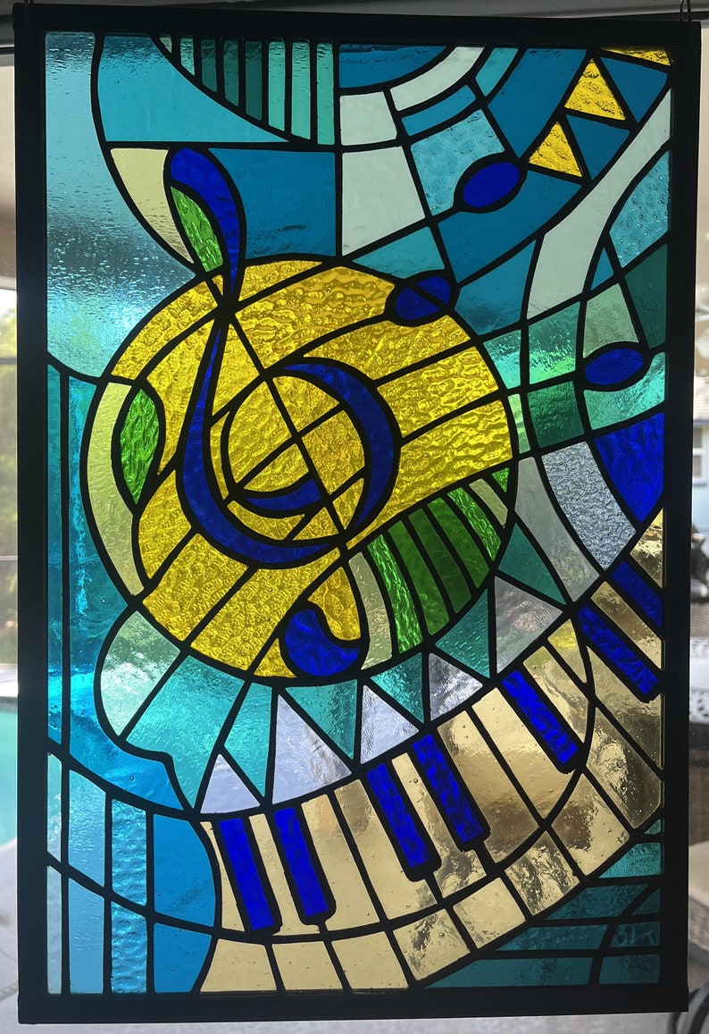 Stained Glass Piece With Piano and Music Notes - Etsy