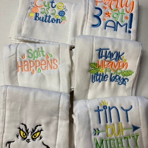 Cloth Diaper Burp Cloth Embroidered Burp Cloth Sayings Baby Shower Burp ...