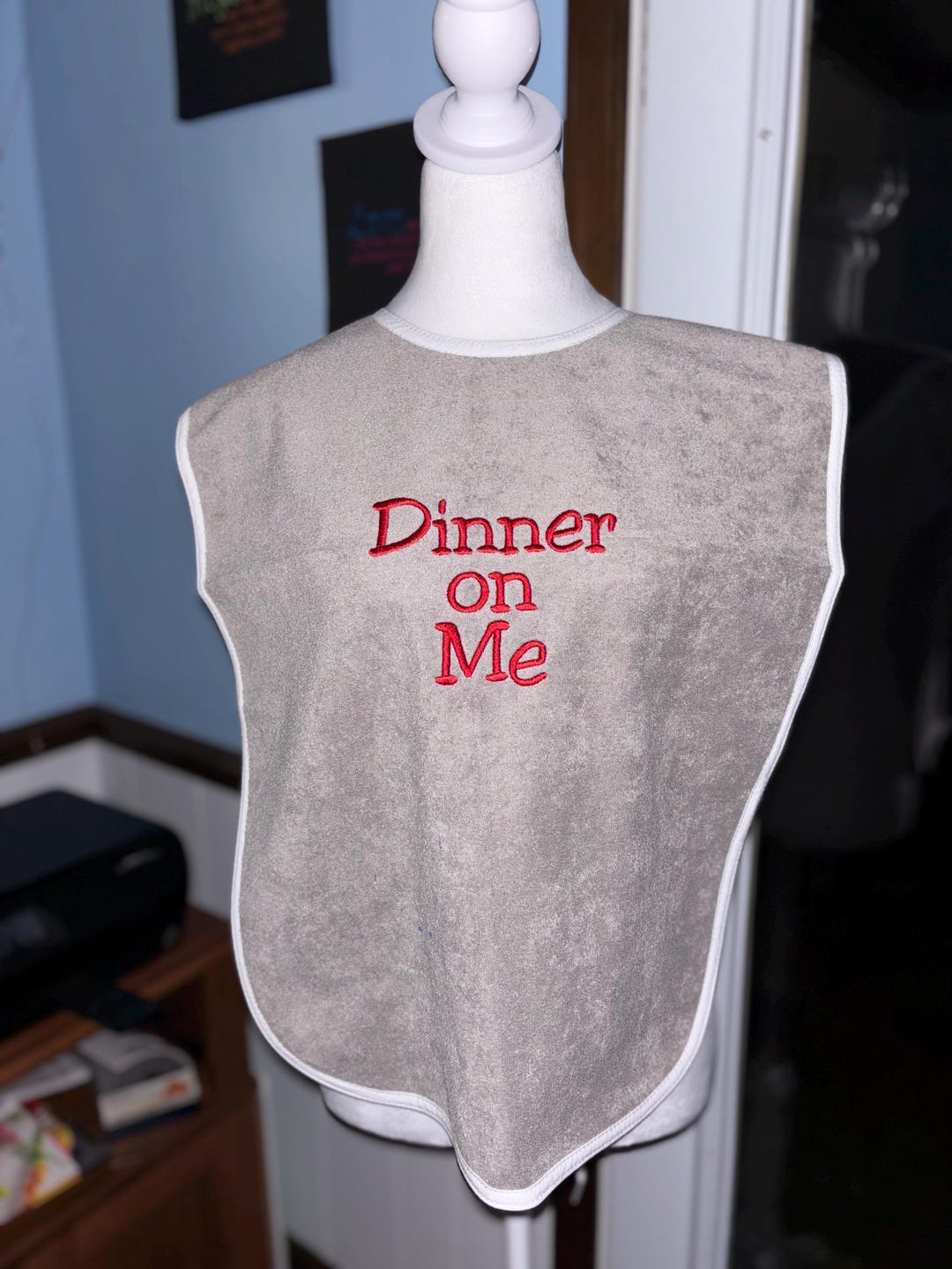 Dinner on Me Adult Bib for Mess-free Dining, Embroidered Adult Bib With ...