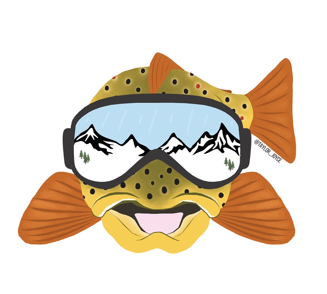 Brown Trout Ski Bum Sticker - Etsy