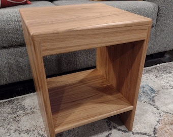 Bedside Table Arched • Rounded Wood Nightstand Low • One Drawer Bedside ...