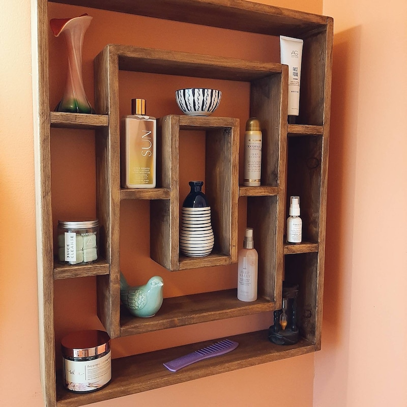 Brown Retro Wall Shelf - Etsy