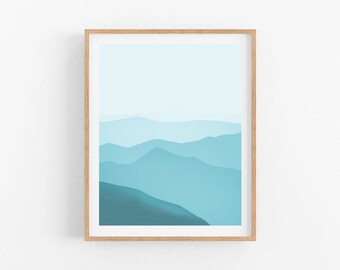 Minimalist Wall Art, Abstract Mountain Print, Scandinavian Modern Print ...