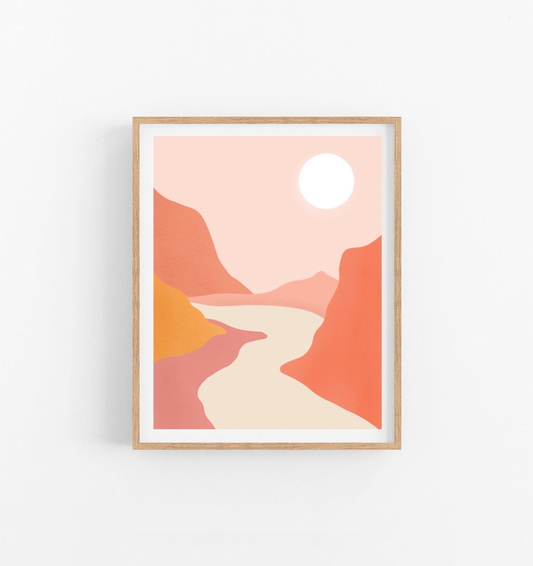 Minimalist Wall Art, Abstract Mountain Print, Scandinavian Modern Print ...