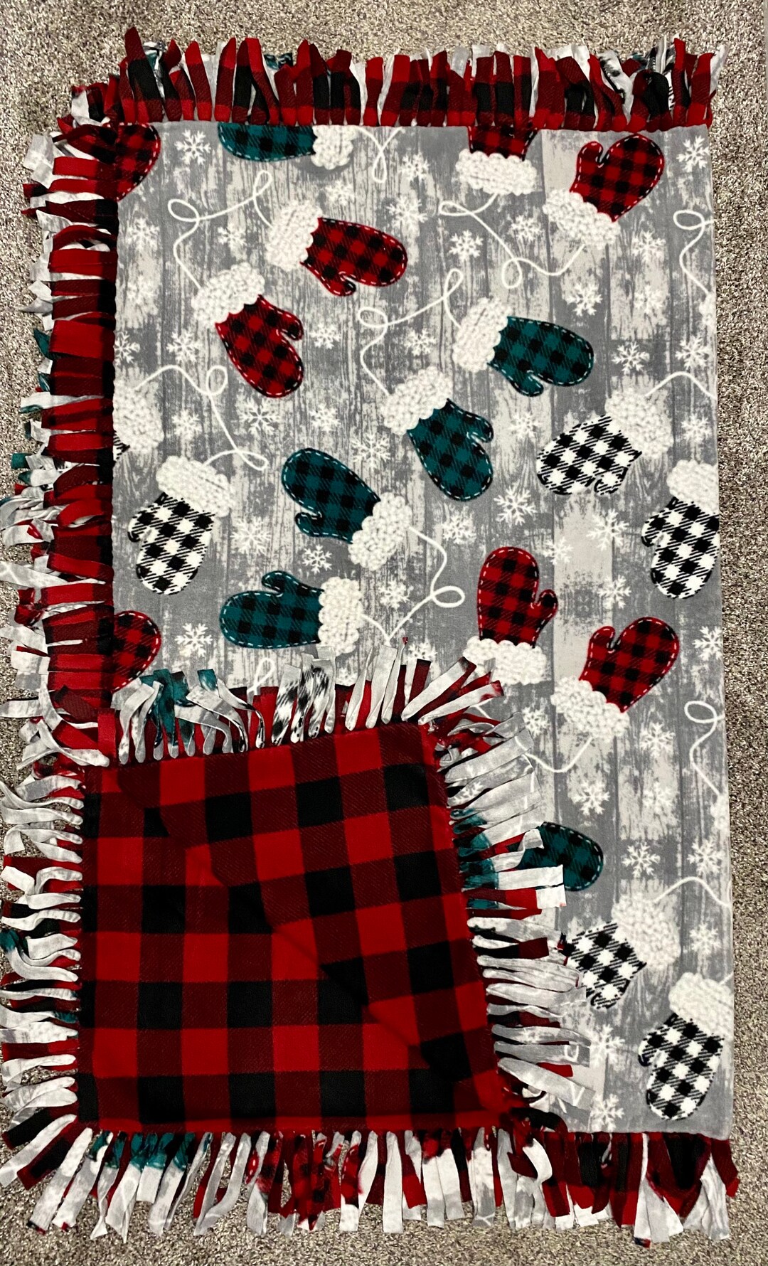 Handmade Buffalo Plaid Fleece Blanket: Winter Mittens Throw - Etsy