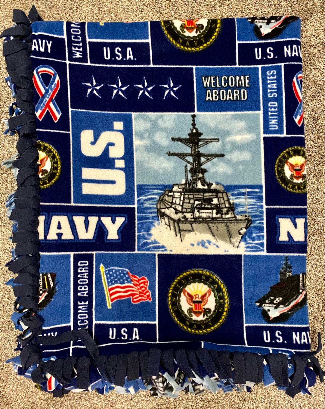 Handmade US Navy Fleece Blanket: Military Throw Blanket - Etsy