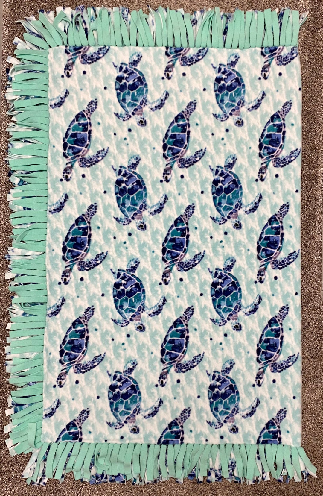 Handcrafted Sea Turtle Blanket, Warm and Soft Blanket With Turtles ...