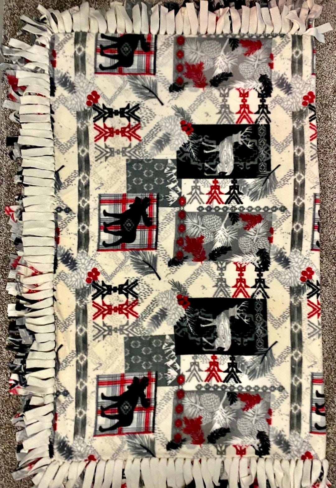 Rustic Woodland Fleece Blanket: Cabin Decor Throw, Moose & Deer - Etsy