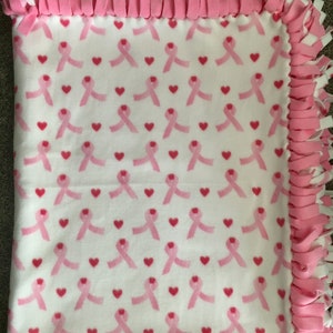 Breast Cancer Awareness Pink Ribbon No Sew Fleece Blanket, Pink Ribbon ...