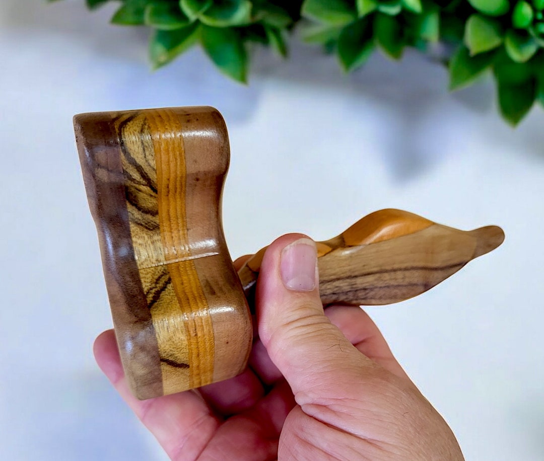 Large Wood Hancarved Tobacco Smoking Pipe Herbs Stash Party Pipe ...