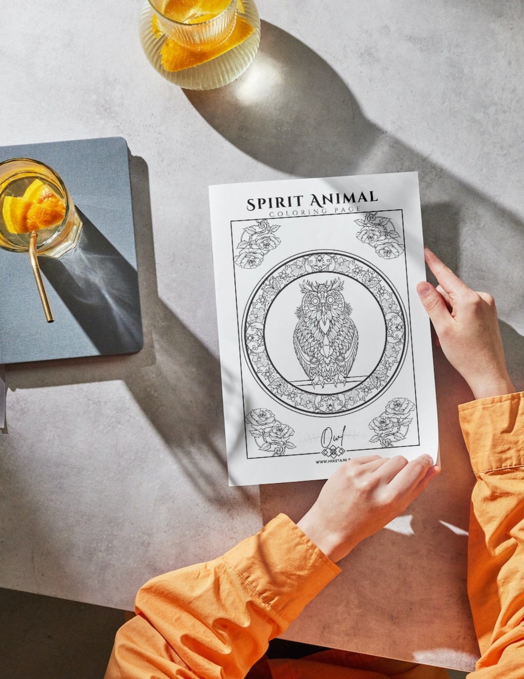 OWL , Spirit Animal Coloring Page, Heketa, Digital File, PDF Owl ...