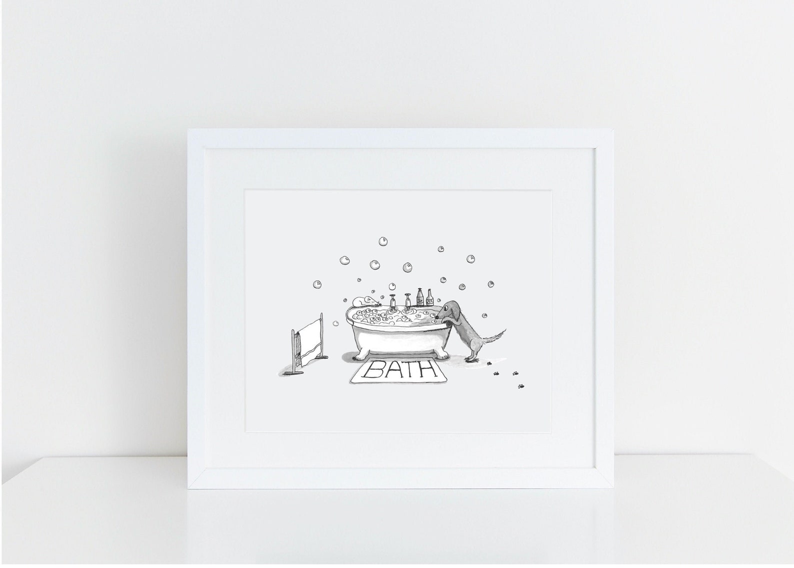 Art Print, Bath Time Dog, Sizes Available A4, A5, A6 - Etsy