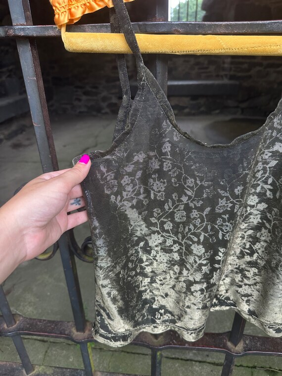 90s Sheer Mesh Gold Tone Camisole Size Small - Gem