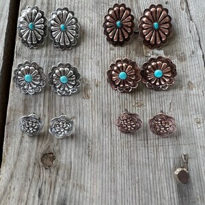 Set of 3 Concho and Turquoise Studs - Etsy