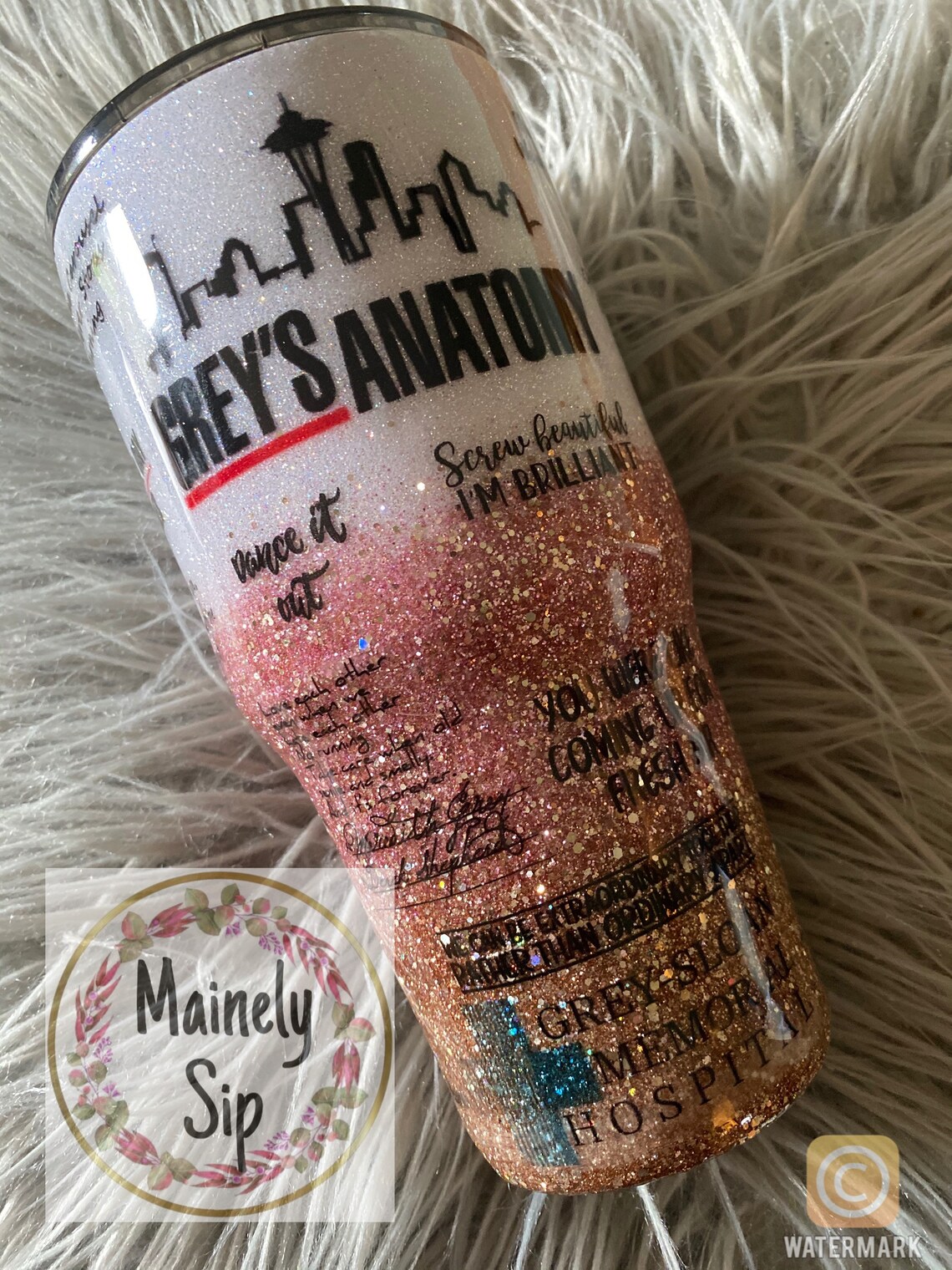 Custom Greys Anatomy Tv Show Cup Medical Cup Sparkle | Etsy