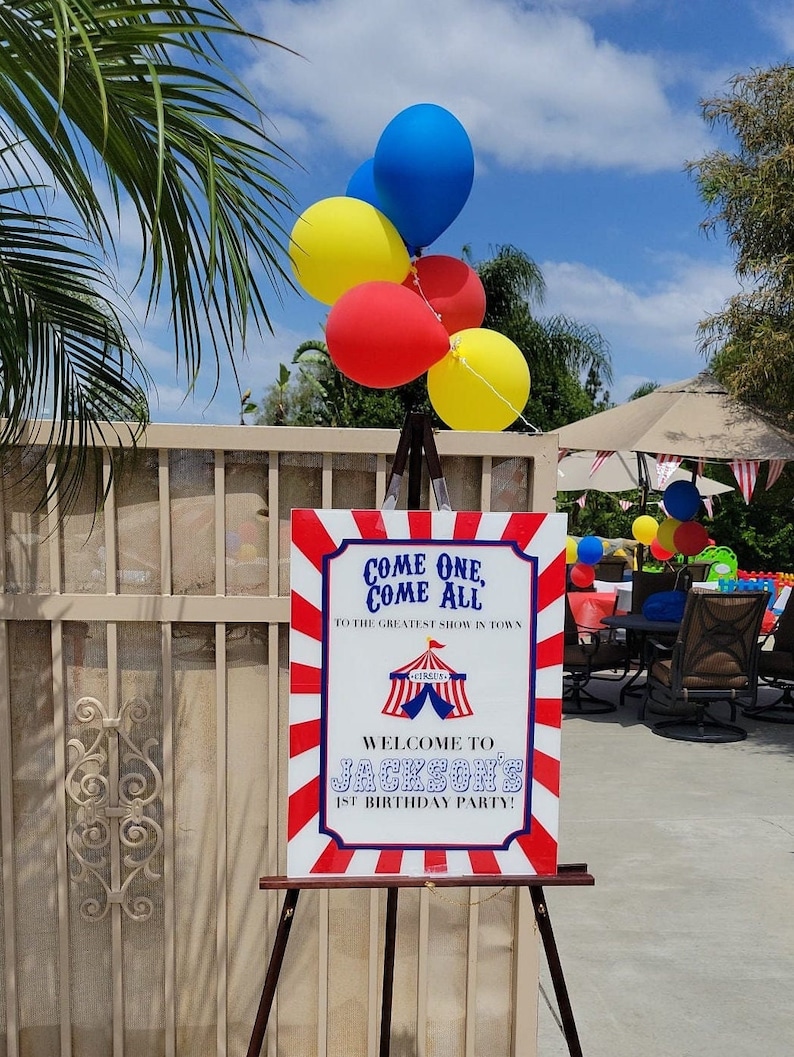 Circus Theme Acrylic Welcome Sign | Custom Circus Party Sign | Circus ...