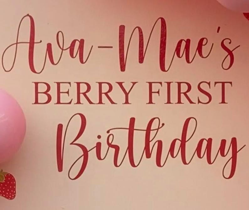 Berry First Birthday (vinyl/decal ONLY for Backdrop) - Birthday - Decal ...