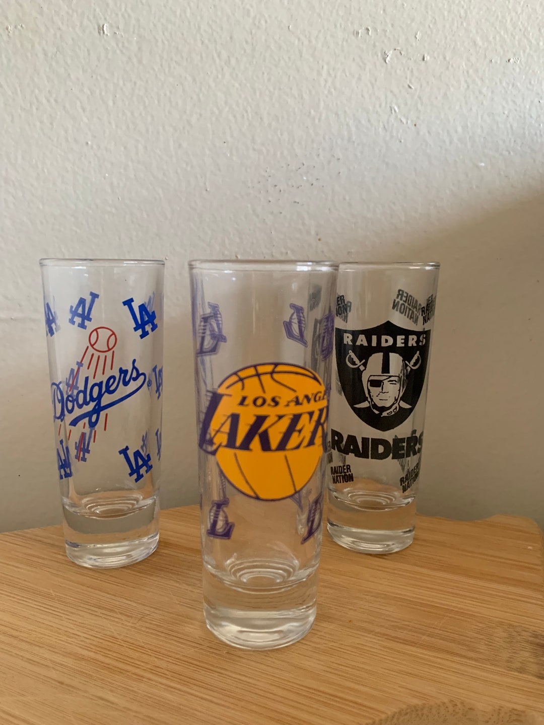 Sports Themed Shot Glasses -raiders -LA Dodgers - LA Lakers - Etsy