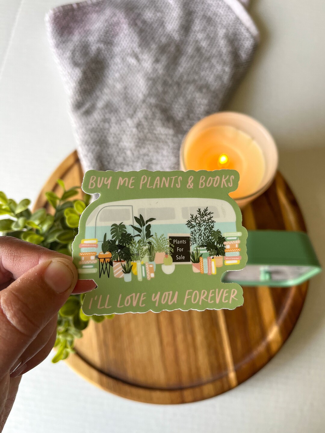 Buy Me Plants and Books Van Sticker | Book Love Sticker | Pink Sticker ...