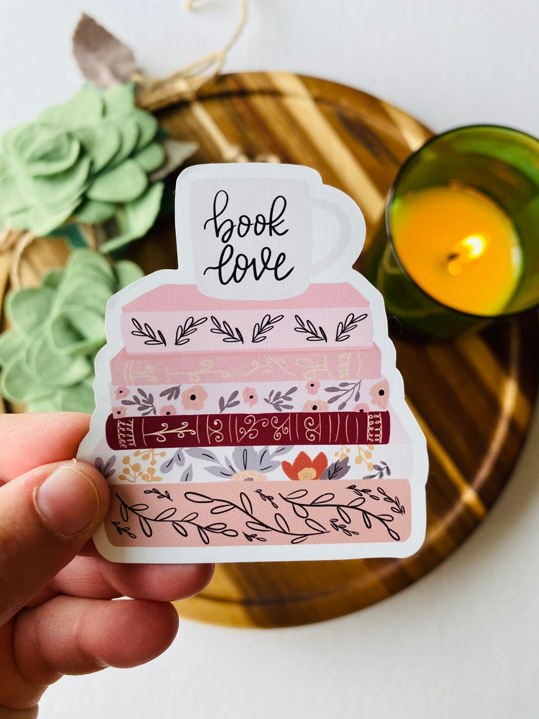 Book Stack Sticker | Book Love Sticker | Pink Sticker | Gifts for ...