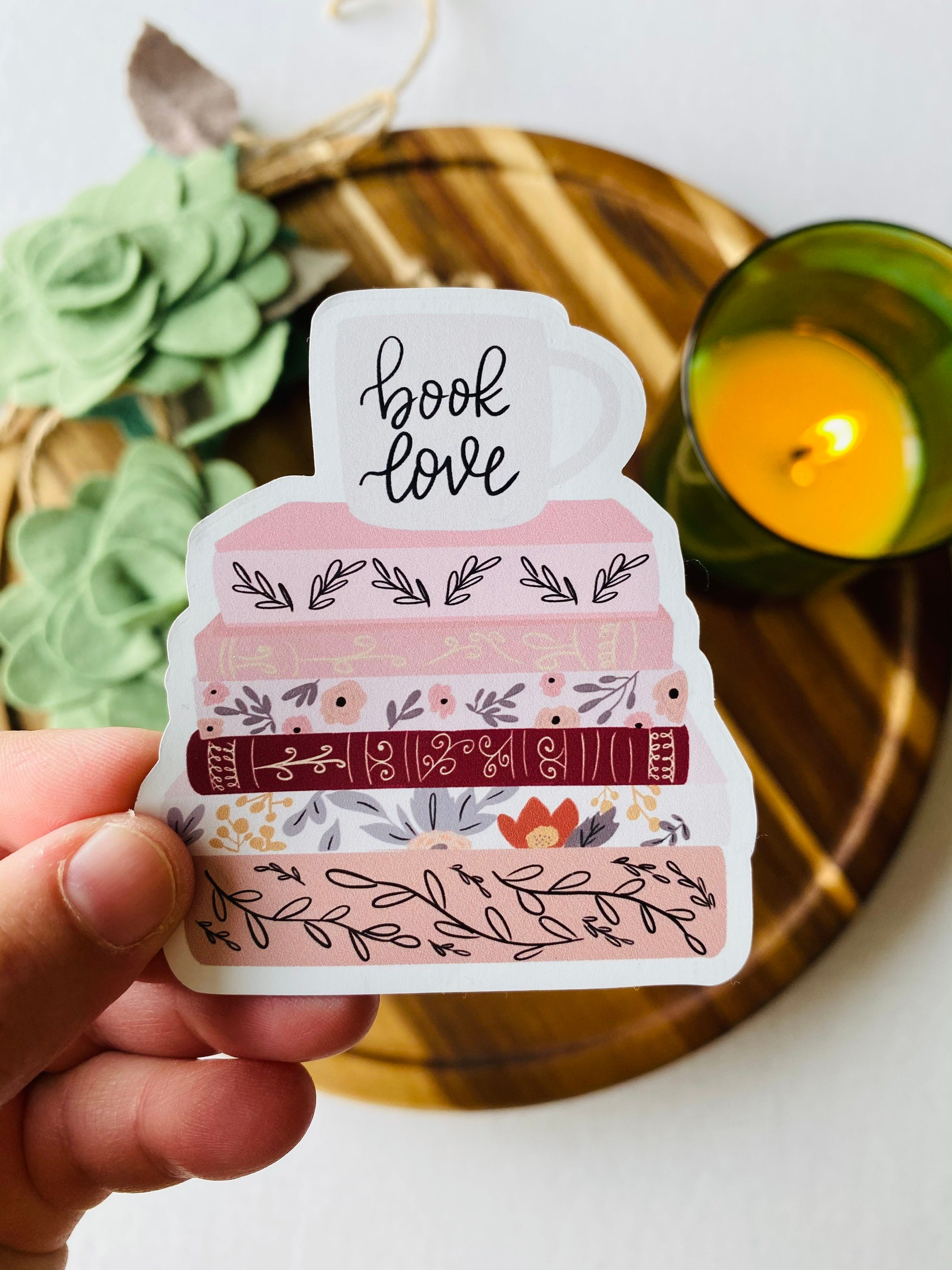 Book Stack Sticker Book Love Sticker Pink Sticker Gifts - Etsy