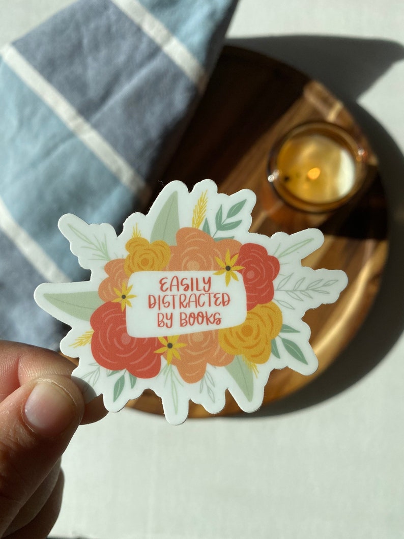 Easily Distracted Sticker Book Love Sticker Pink Sticker - Etsy