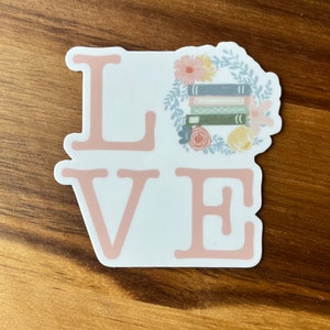 Love Books Sticker | Book Love Sticker | Pink Sticker | Gifts for ...