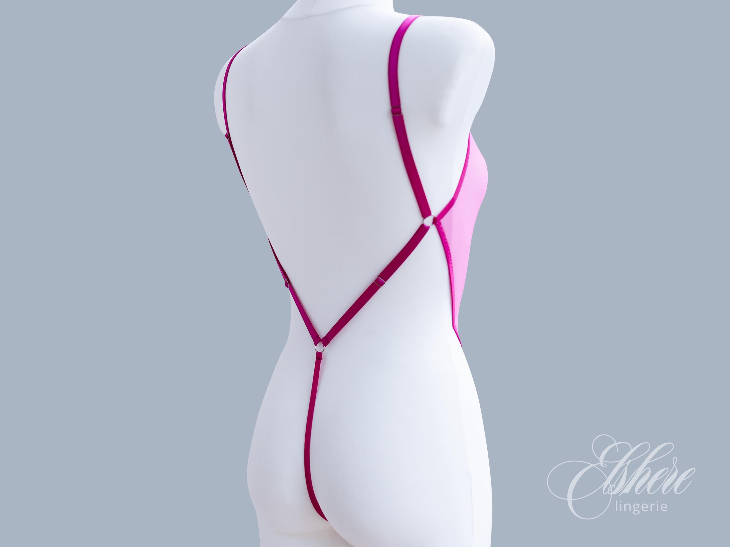 Femboy Lingerie – See-through Sissy Pink Bodysuit. Crossdressers Underwear. Transgender ...