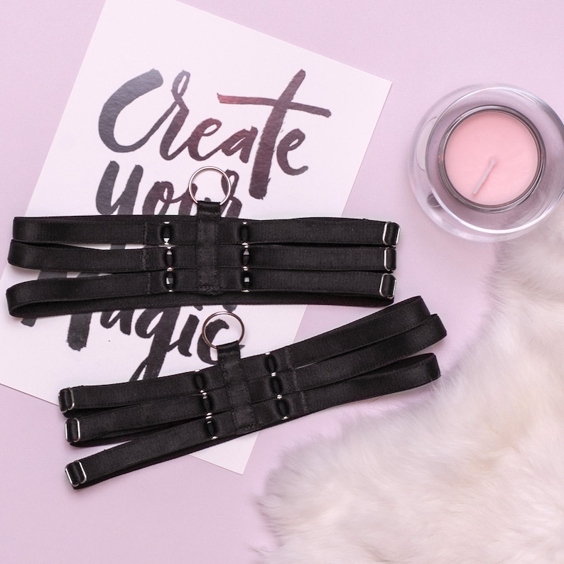 Lingerie Harness Leg Garters Set Thigh Bondage From Adjustable White ...