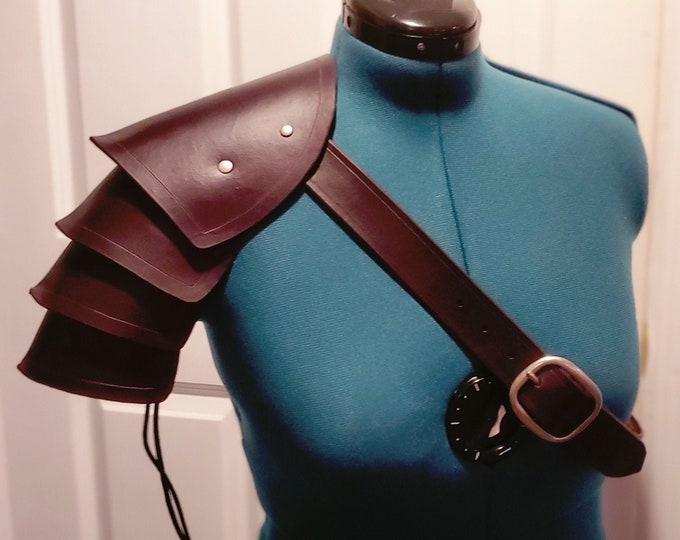 Leather Shoulder Pauldron Medieval Armor Left Arm LARP Cosplay ...