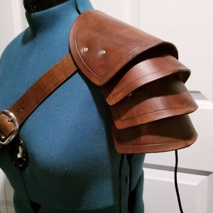 Leather Shoulder Pauldron Medieval Armor Left Arm LARP Cosplay ...