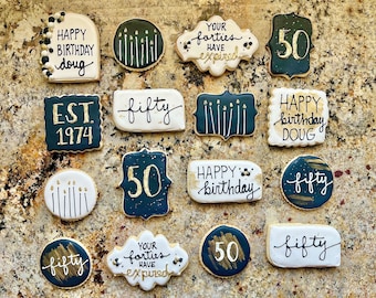 60th Birthday Cookies/ 50th Birthday Cookies/ Birthday Cookies/ Custom ...