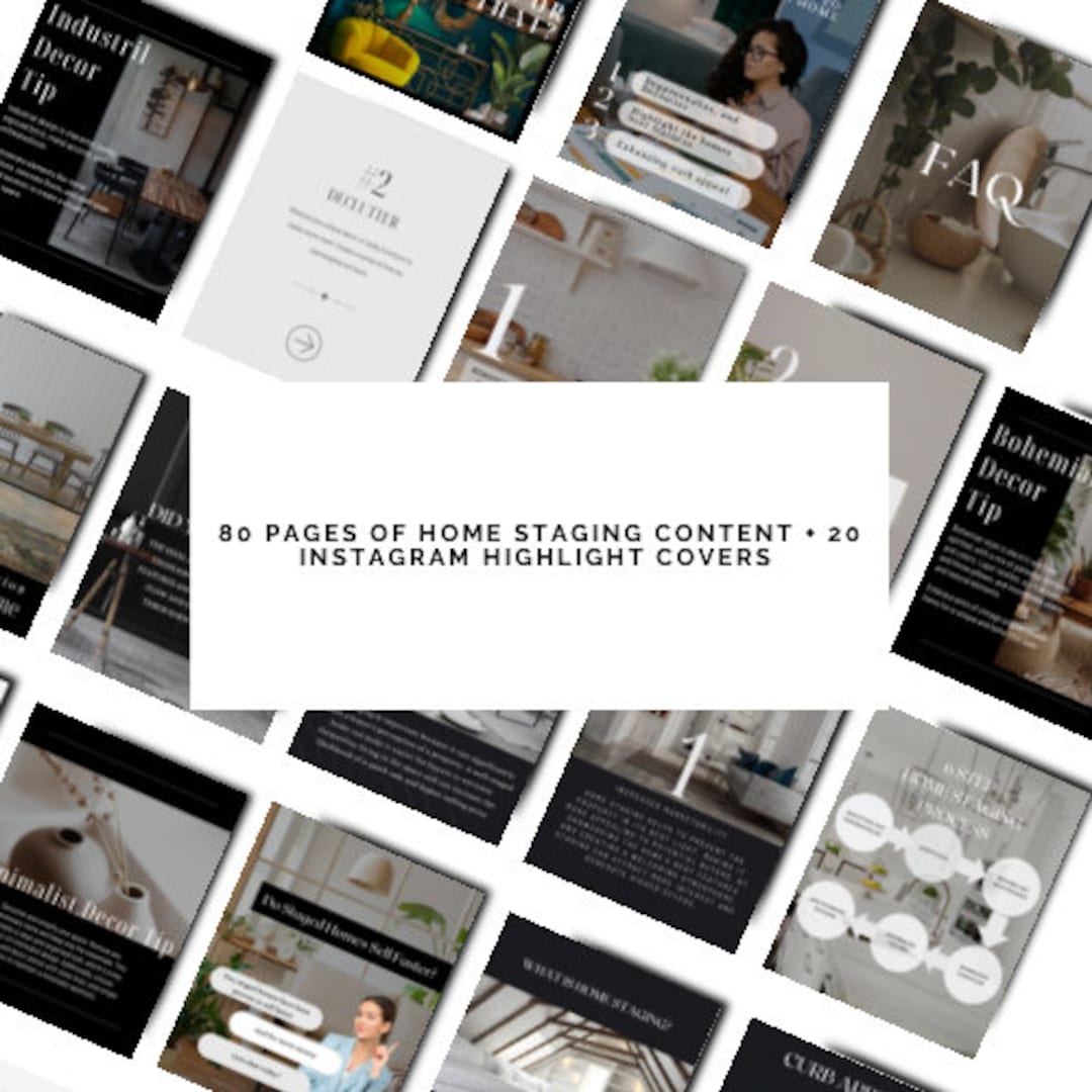 80 PAGES! Home Staging Content | 20 Instagram Highlight Covers PLUS an ...