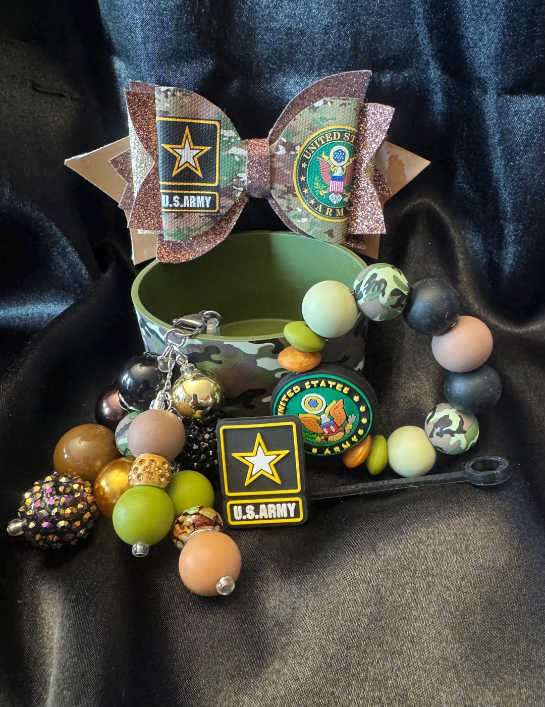 US Army Tumbler Charm Set: Camo Bow, Straw Topper & Boots - Etsy