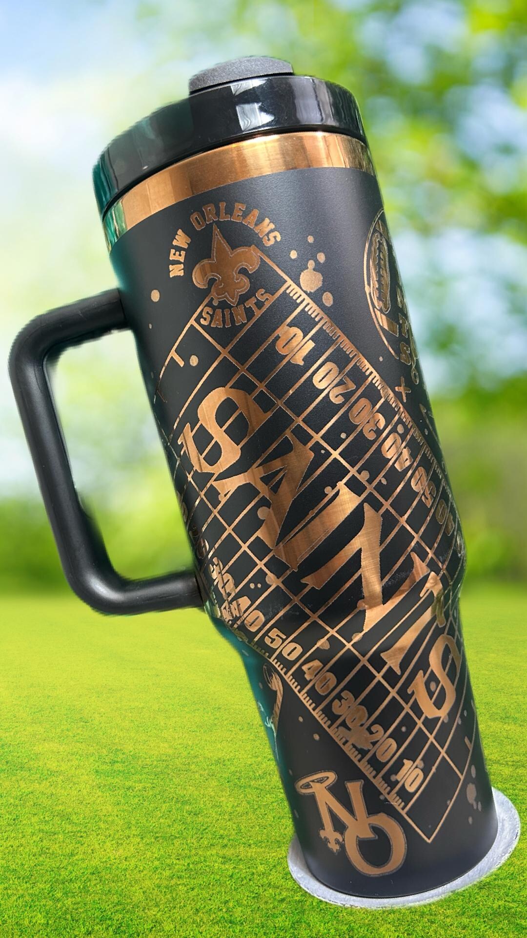 Sports Team SAINTS Custom Laser Engraved 40oz Tumbler With Handle ...