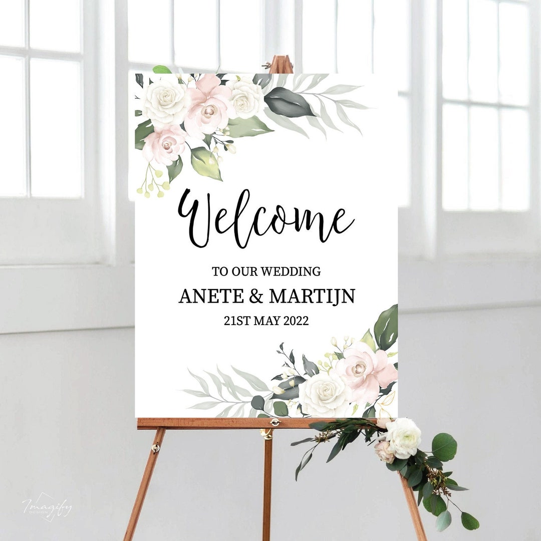 Printable Blush Welcome Sign Modern Wedding Welcome Sign Personalized ...