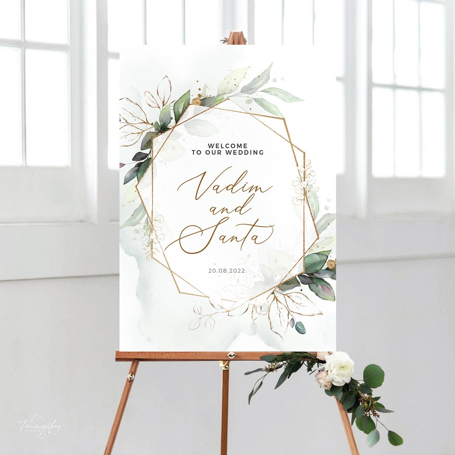 Printable Green Eucalyptus Welcome Sign Modern Wedding Welcome Sign ...