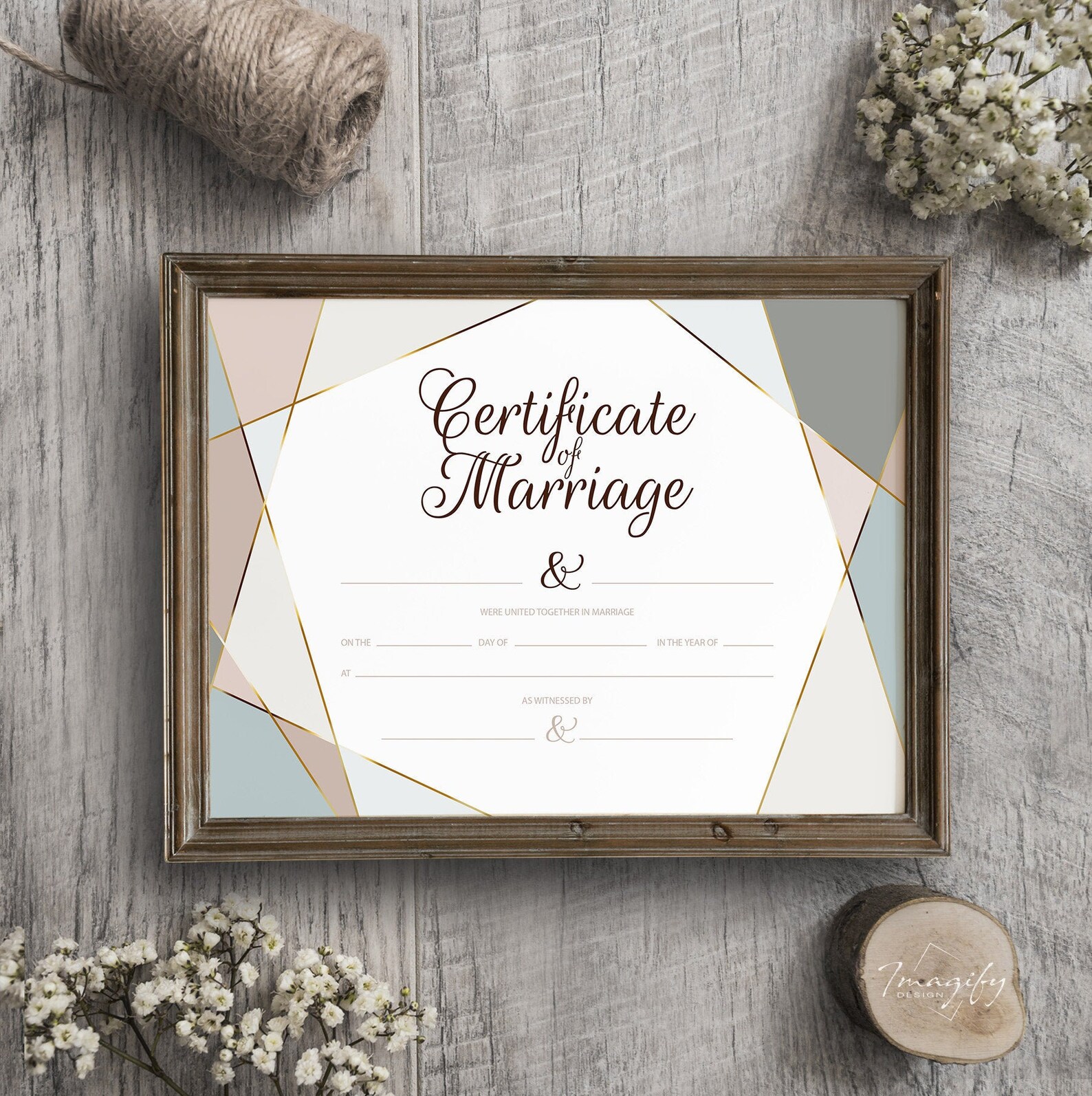 Marriage Wedding Certificate PRINTABLE Template License Votive Romantic ...