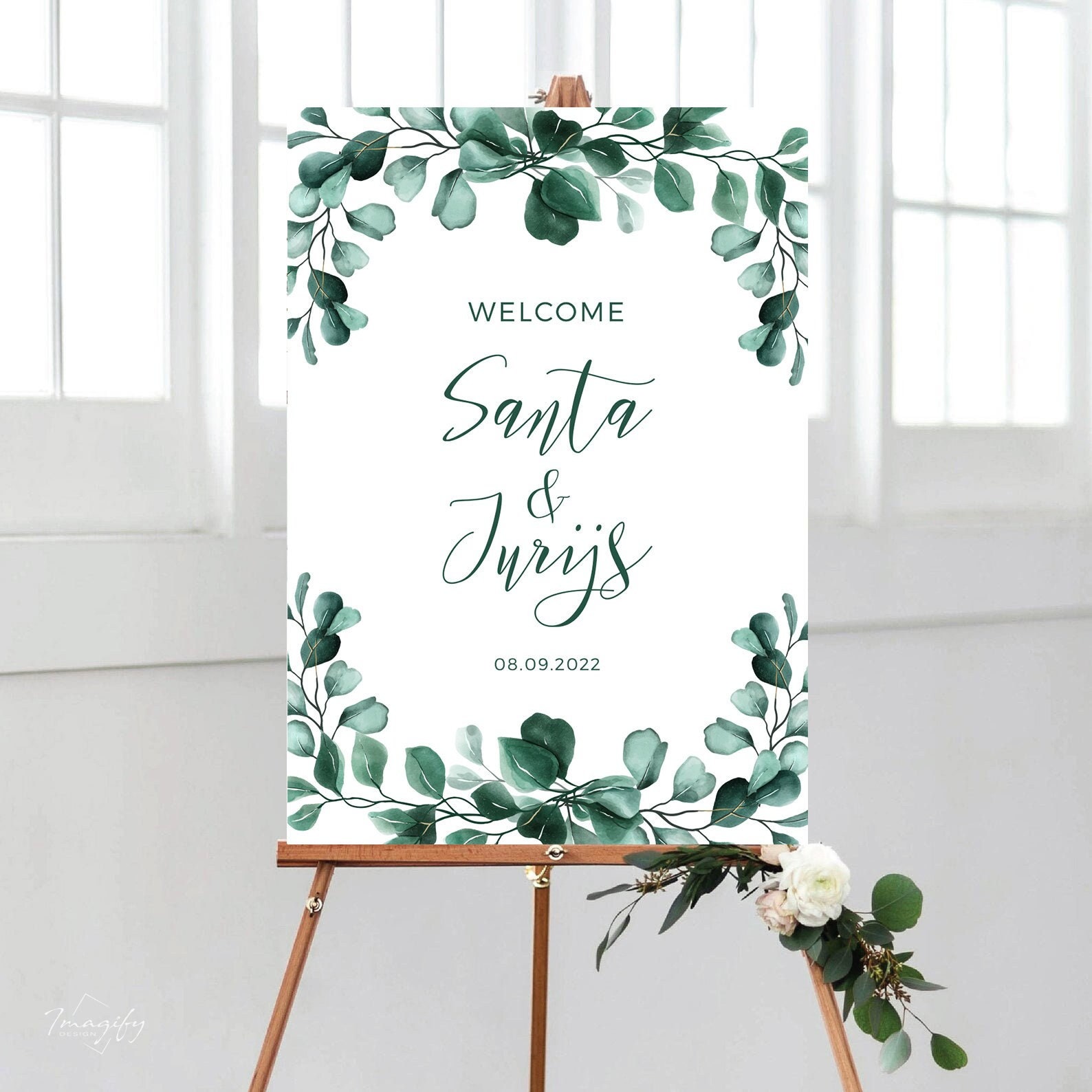 Printable Green Eucalyptus Welcome Sign, Modern Wedding Welcome Sign ...