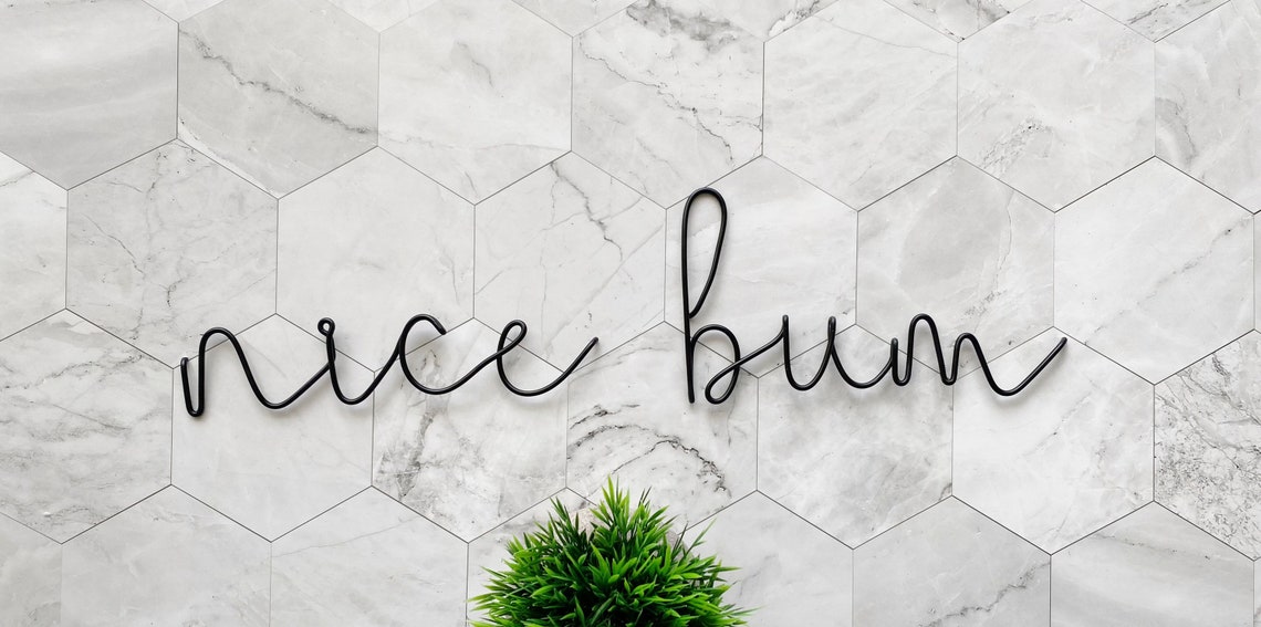 Nice Bum Bathroom Sign Wire Word Sign Bathroom Decor - Etsy