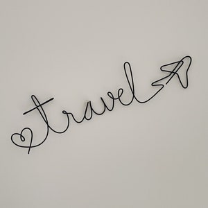 Travel Wire Word Sign | Travel Wall Art | Handmade Travel Metal Word ...