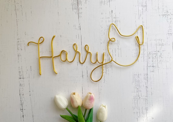 Personalized Cat Name Sign Custom Cat Name Sign Wire Cat - Etsy