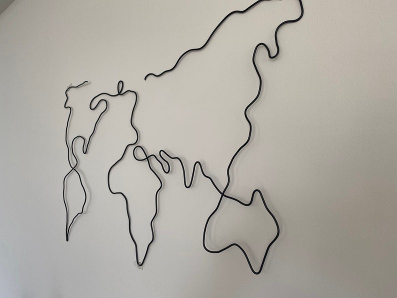 World Map Wall Art Handmade Map One Line Wall Art Travel - Etsy