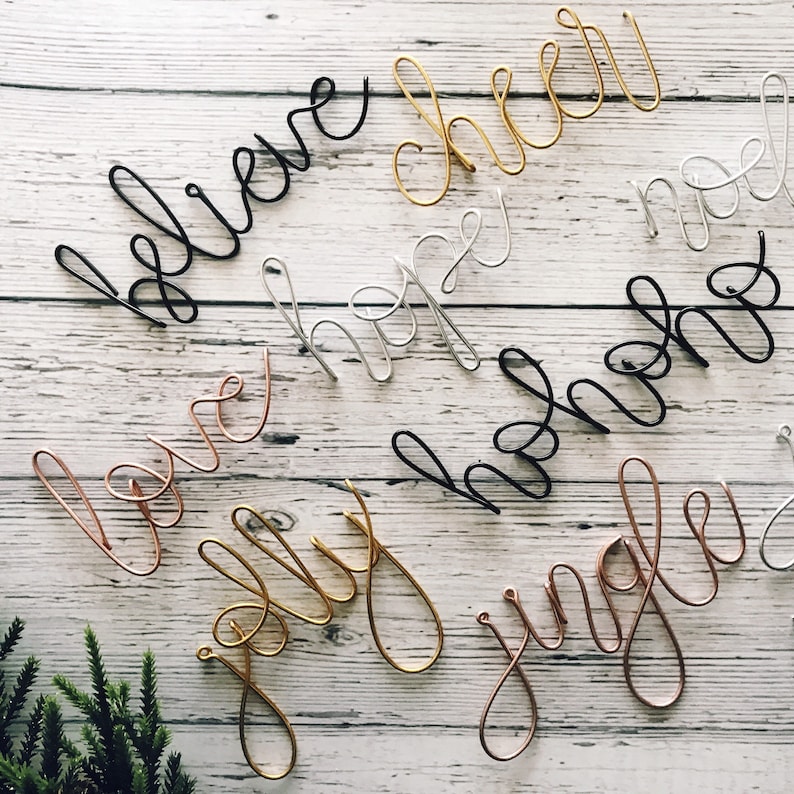 Wire Word Ornament Set | Tree Ornament Set | Custom Ornament Set ...